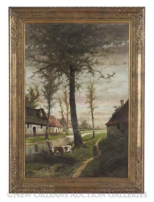 Henri Joseph Pieron | Landscape with a Farm and Cattle (1879) | MutualArt