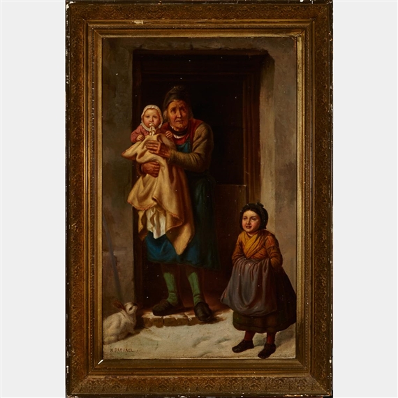 William Raphael | AWAITING MOTHER'S RETURN ON A SNOWY DAY (1891 ...