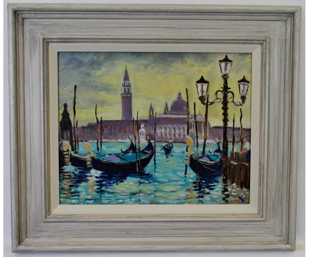 David Baxter | Venetian Scene with Gondolas | MutualArt