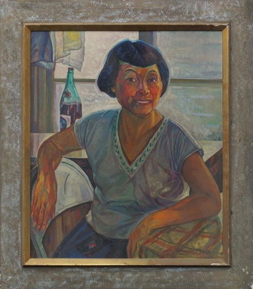 Henry Grub | Portrait of a seated lady in an interior (1960) | MutualArt