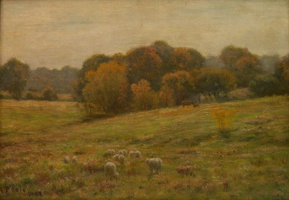 Abram Poole | Sheep in Landscape (1902) | MutualArt
