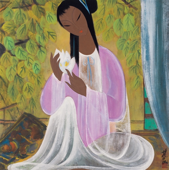 Lin Fengmian | BEAUTY WITH LOTUS | MutualArt