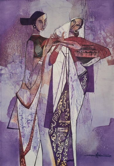 Seah Kim Joo | Two Ladies with Bird | MutualArt