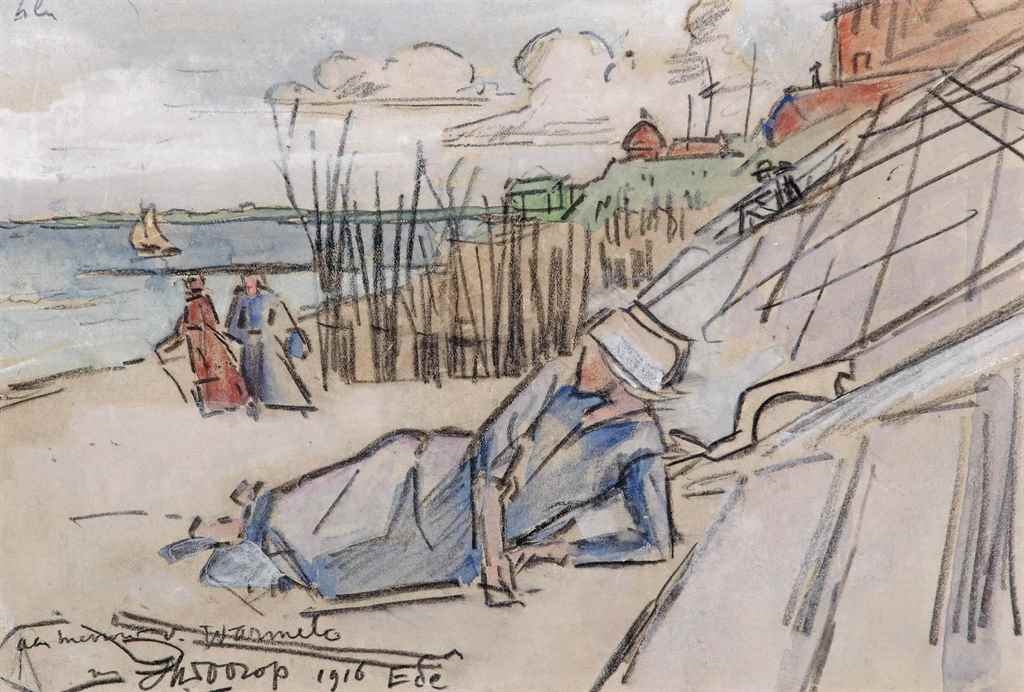 Jan Toorop | Figures in the dunes (1926) | MutualArt