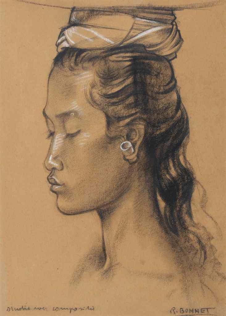 Rudolf Bonnet | A portrait of a girl - studie voor compositie | MutualArt