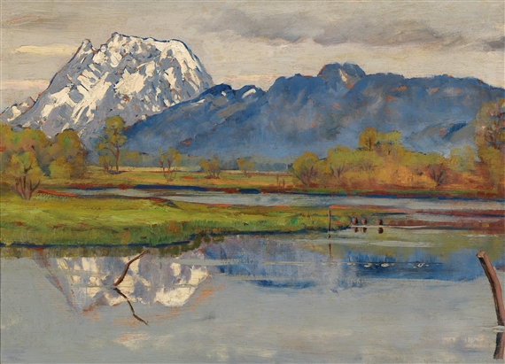Arnold Clementschitsch | View of Grimming from Lake Putterer | MutualArt