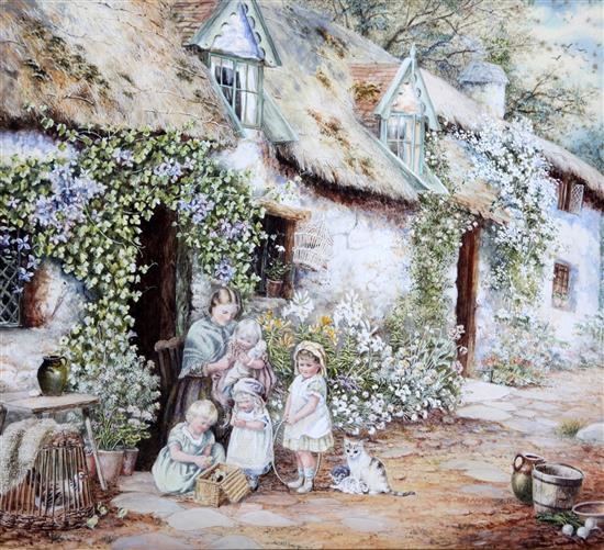 Myles Birket Foster | Children Outside a Cottage | MutualArt
