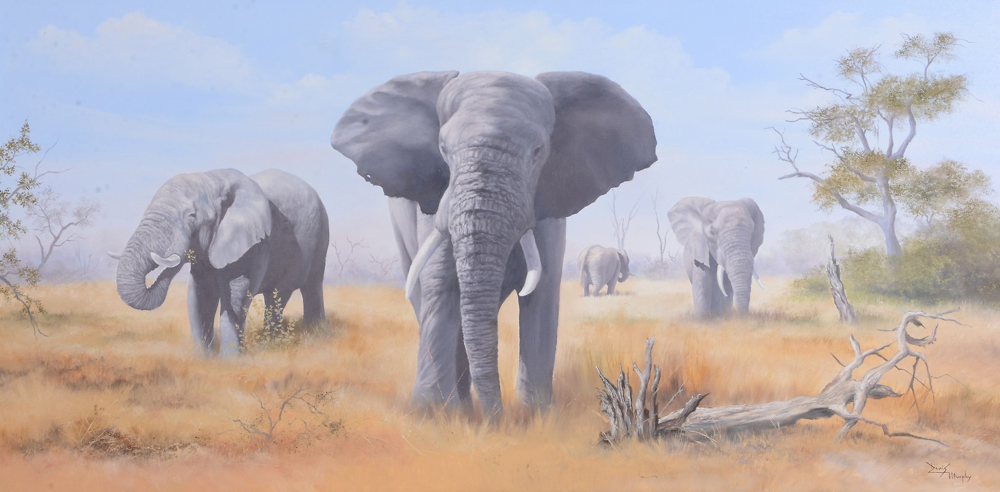 Denis Murphy | Elephants in an African Landscape (1990) | MutualArt