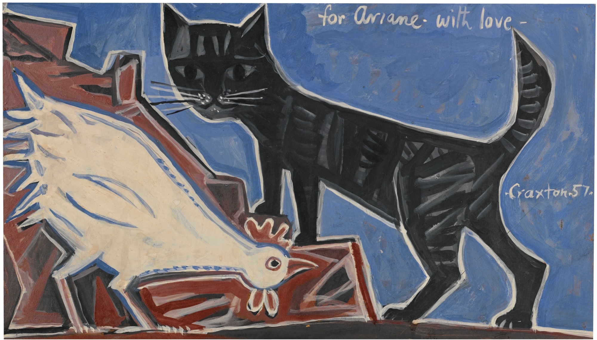 John Craxton | COCKEREL AND CAT (1957) | MutualArt