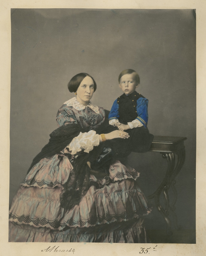 Alexander Nechaev | Portrait of Liubov Egorova with her Son | MutualArt