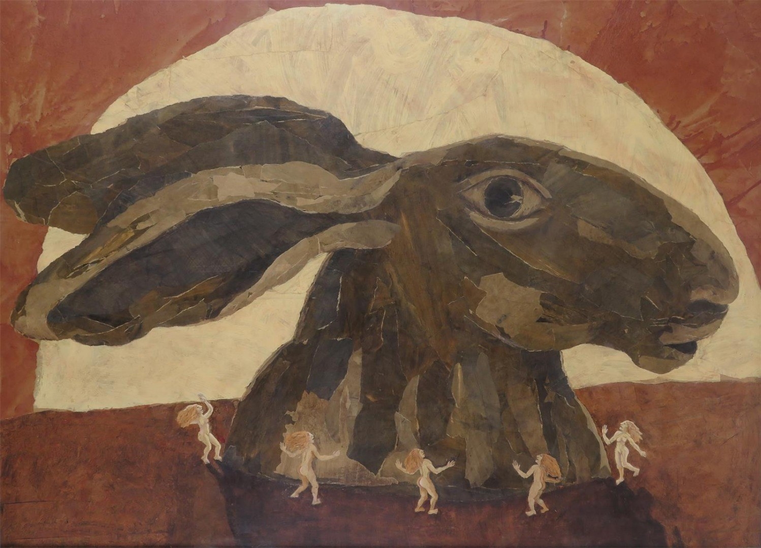 Sophie Ryder | Hare head with dancing ladies (1995) | MutualArt