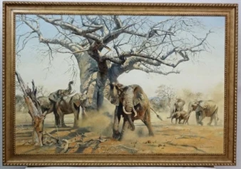 Donald Grant | ELEPHANT WITH EGRETS | MutualArt