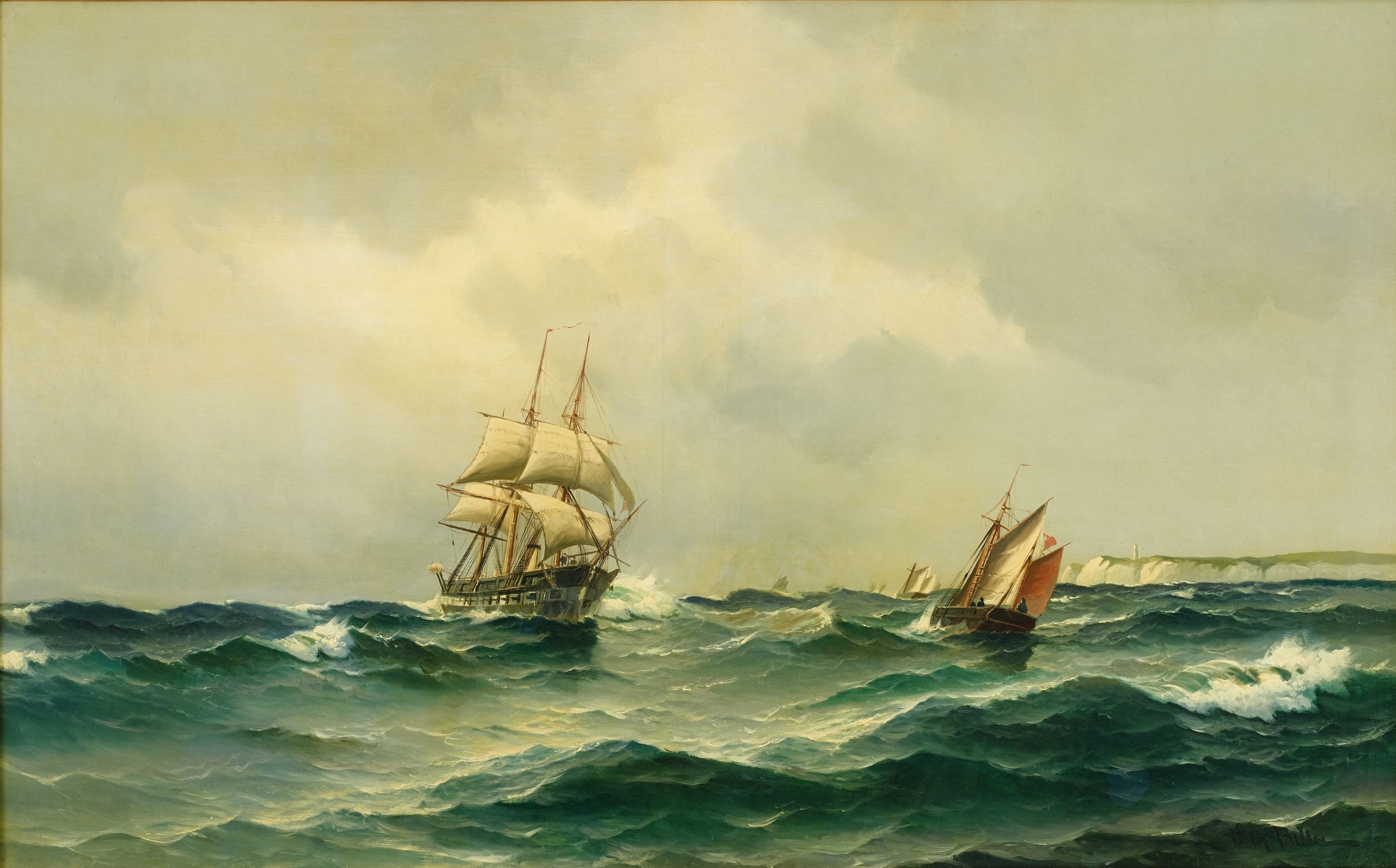 Vilhelm Bille | Ships at sea | MutualArt