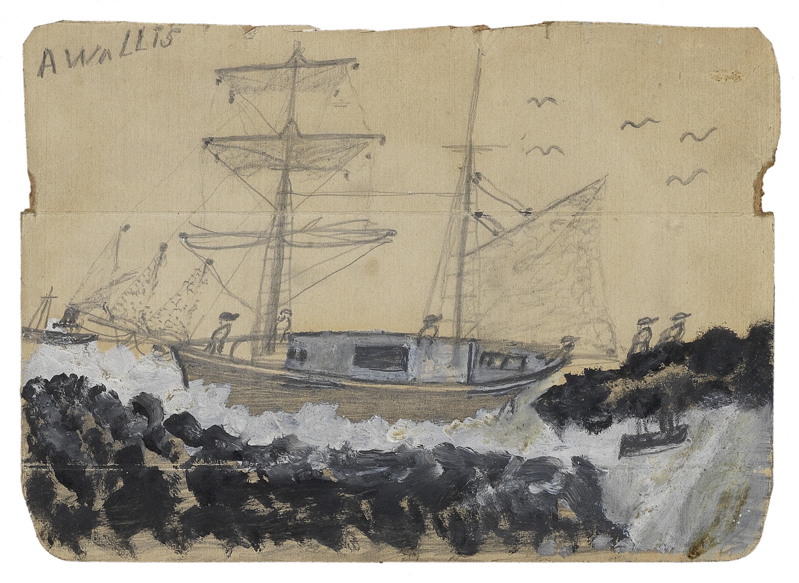 Alfred Wallis | A ship and crew at sea | MutualArt