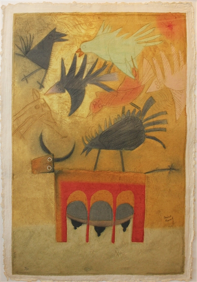 Teódulo Rómulo | Untitled (cow with birds) (1981) | MutualArt