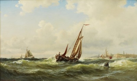 Vilhelm Melbye | Storming sea with ships (1865) | MutualArt