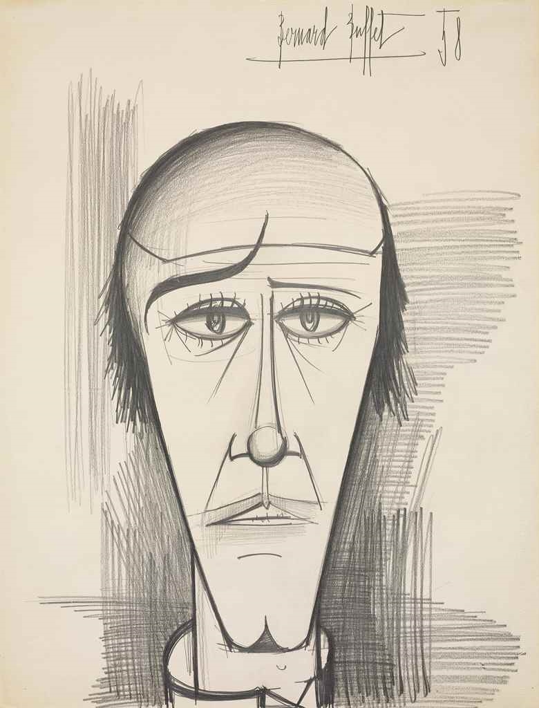 Bernard Buffet | TÊTE DE CLOWN (55) | MutualArt