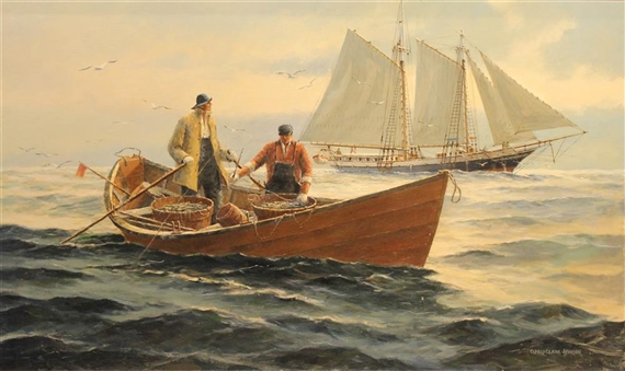 Eldred Clark Johnson | GRAND BANKS DORYMEN BEING OVERTAKEN BY MAINE ...
