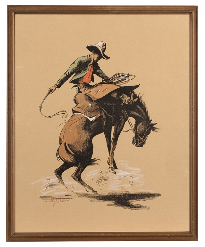 Tillman Parker Goodan | Cowboy with Hat on a Bucking Bronco | MutualArt