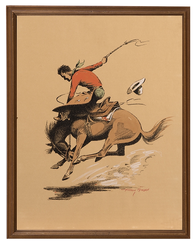 Tillman Parker Goodan | Cowboy in Red in a Bucking Bronco | MutualArt