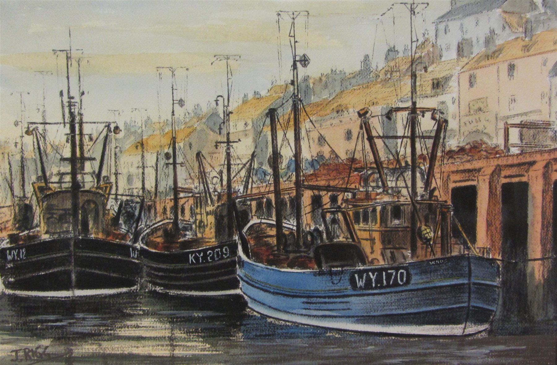 Jack Rigg | 'Whitby' Fishing Boats by the Quayside (1970) | MutualArt