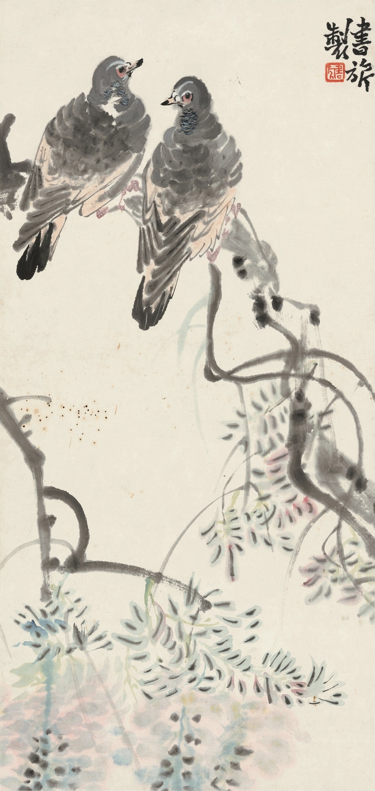 Zhang Shuqi | Turtledoves and Wisteria | MutualArt