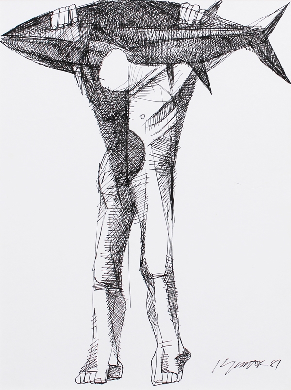 Ang Kiukok | Man with Fish (1987) | MutualArt