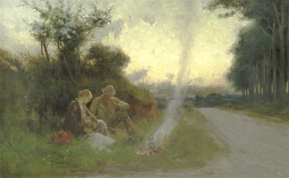 George Faulkner Wetherbee | Resting by the roadside (1895) | MutualArt