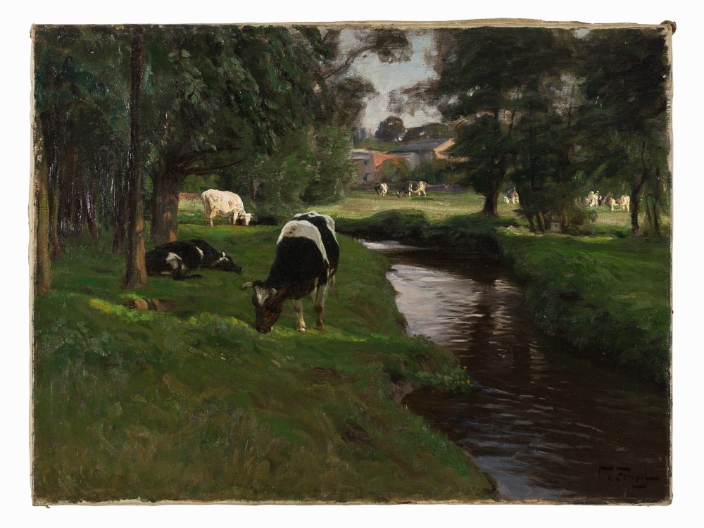 Frenzel Oskar | Grazing Cows (Circa 1900) | MutualArt