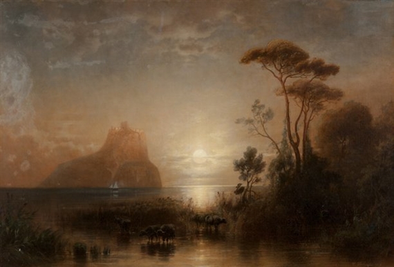 Karl Heilmayer - Venice-Sunset by San Giorgio, oil...