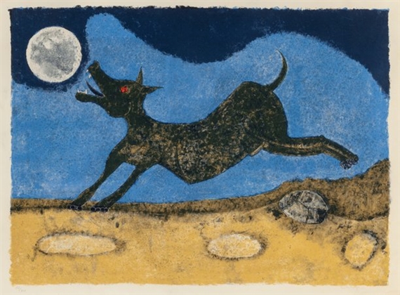 Rufino Tamayo | Perro ladrándole a la luna (1988) | MutualArt
