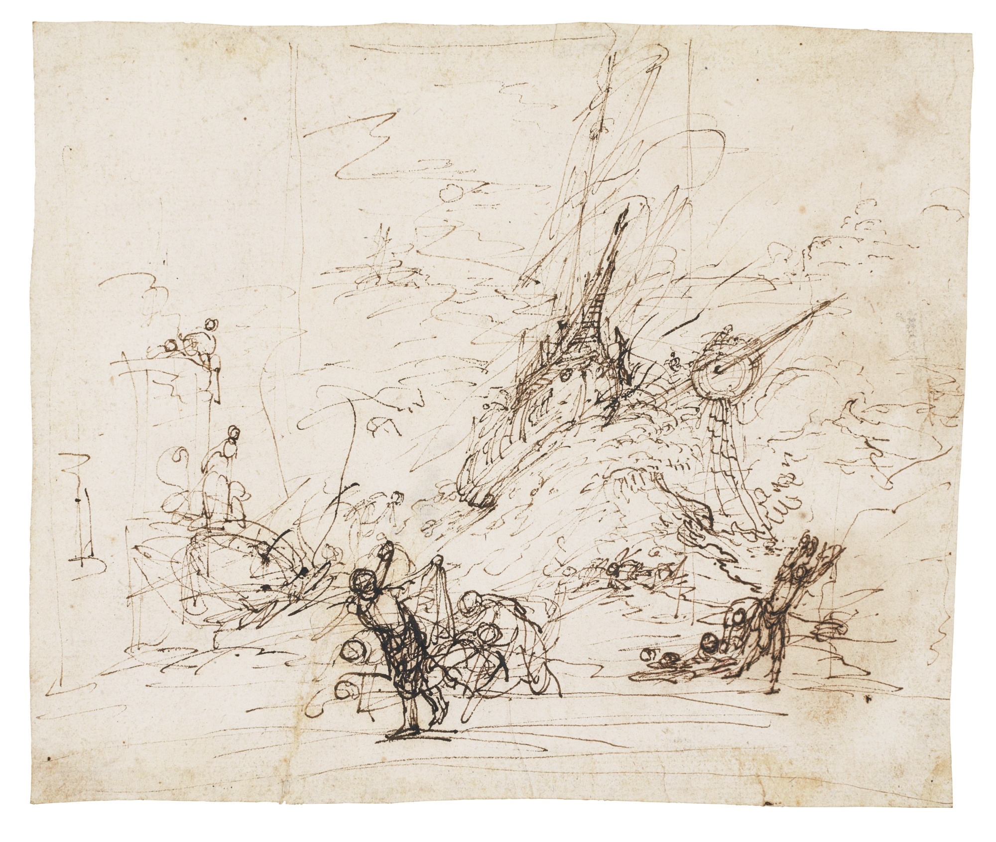 Agostino Tassi | A SHIPWRECK WITH FIGURES ON THE SHORE | MutualArt