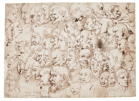 Agostino Carracci | SHEET OF CARICATURE HEADS | MutualArt
