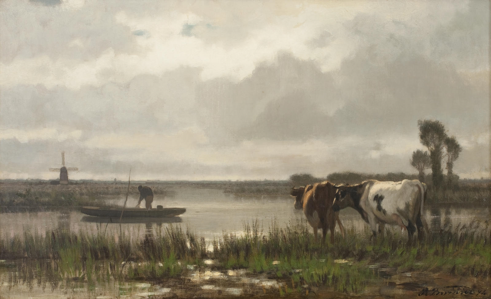 Richard Burnier | Cattle by the canal | MutualArt
