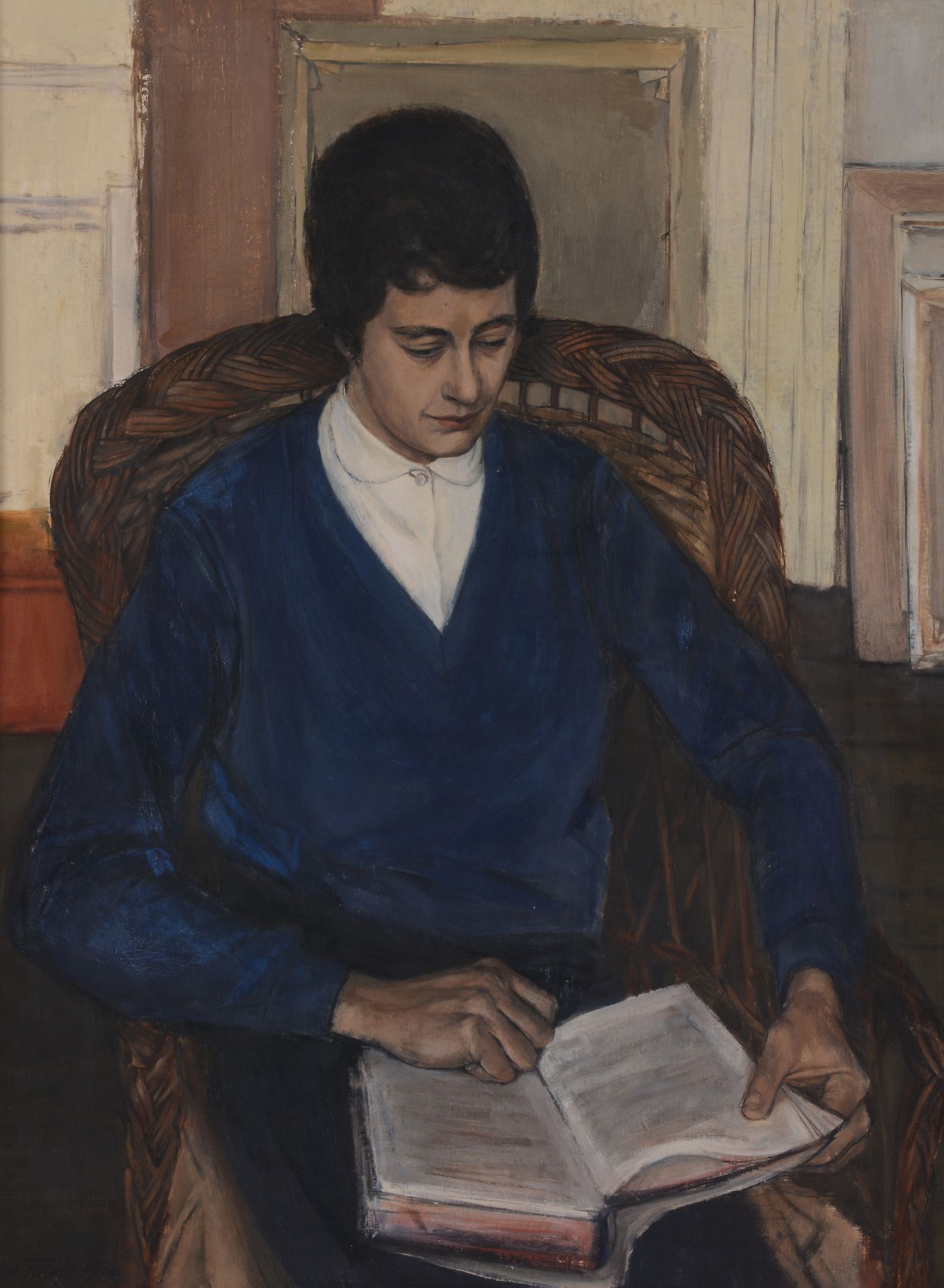 David Tindle | Portrait of a lady reading (1959) | MutualArt