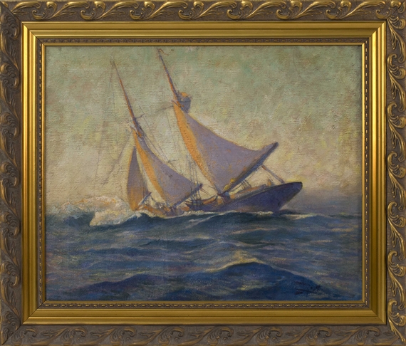 Charles Johnson Post | Healing Over depicting a two-masted schooner ...