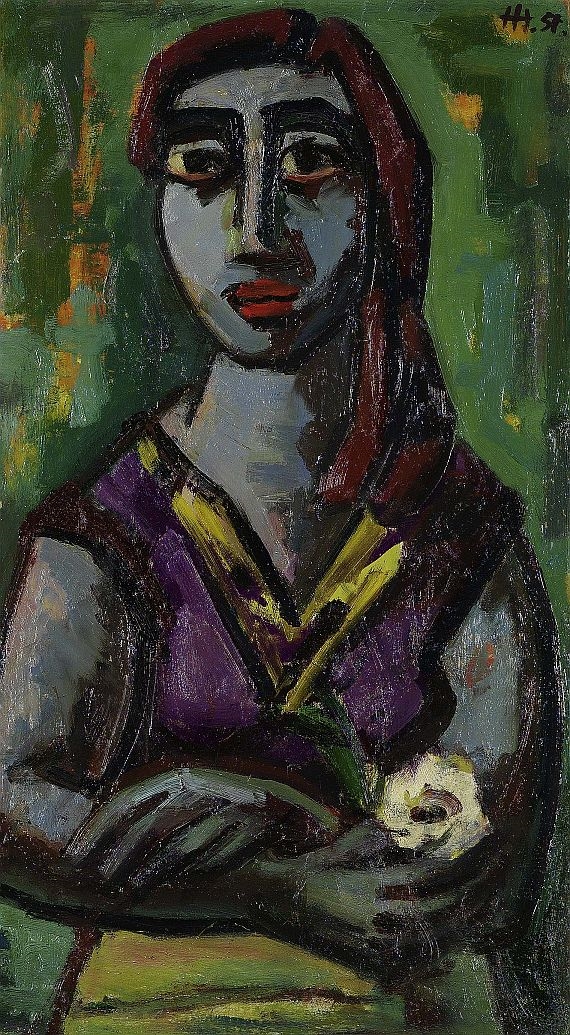 Herbert Helmert | Frau mit weißer Rose (1954) | MutualArt