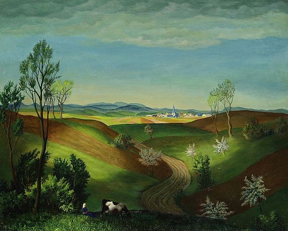 Carlo Mense | Landschaft im bergischen Land (od. Hügelige Landschaft ...