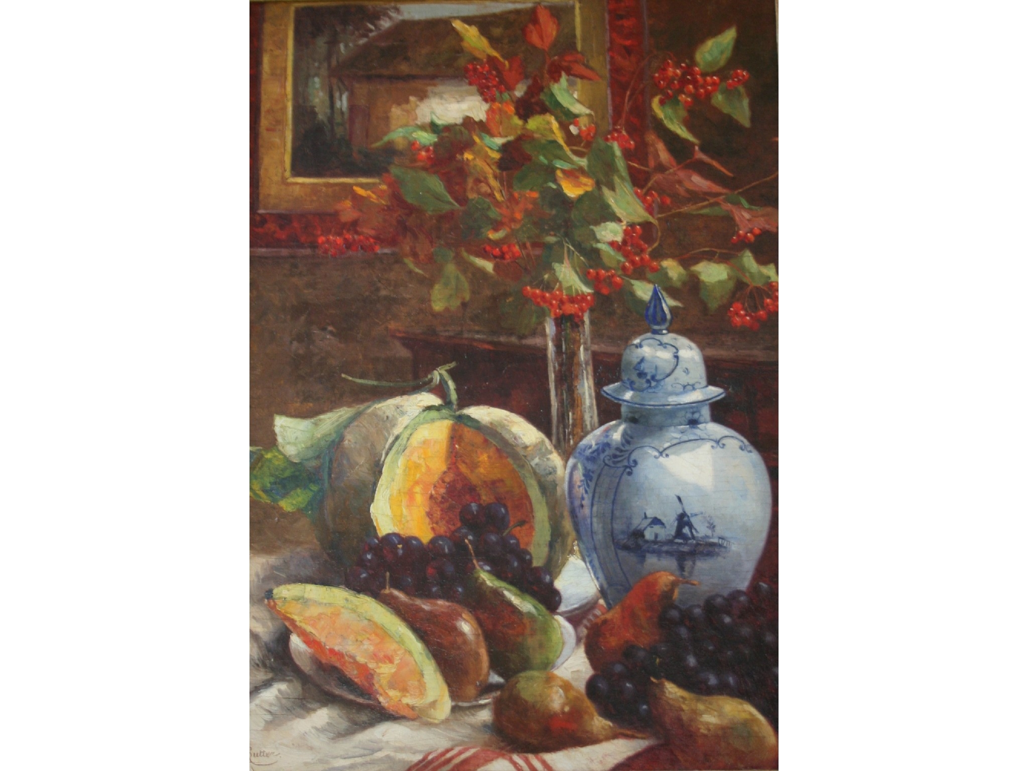 Raymond Sutter | STILL LIFE WITH FRUIT AND FLOWERS BY A CHINESE JAR ...