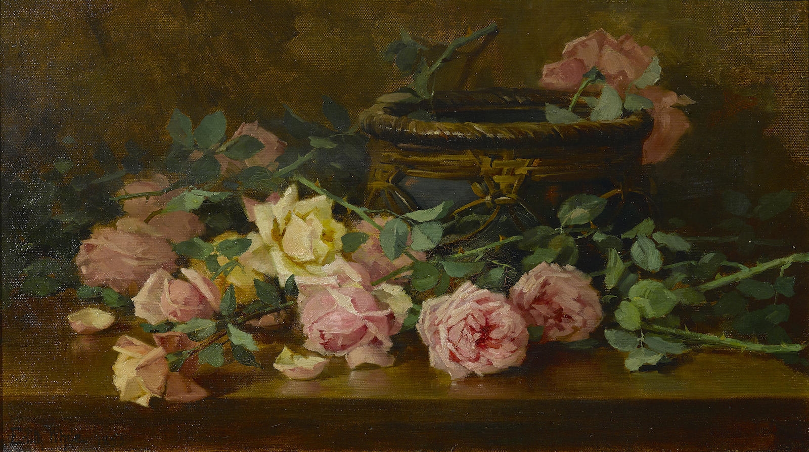 Edith White | Still Life - Pink and White Roses (1895) | MutualArt