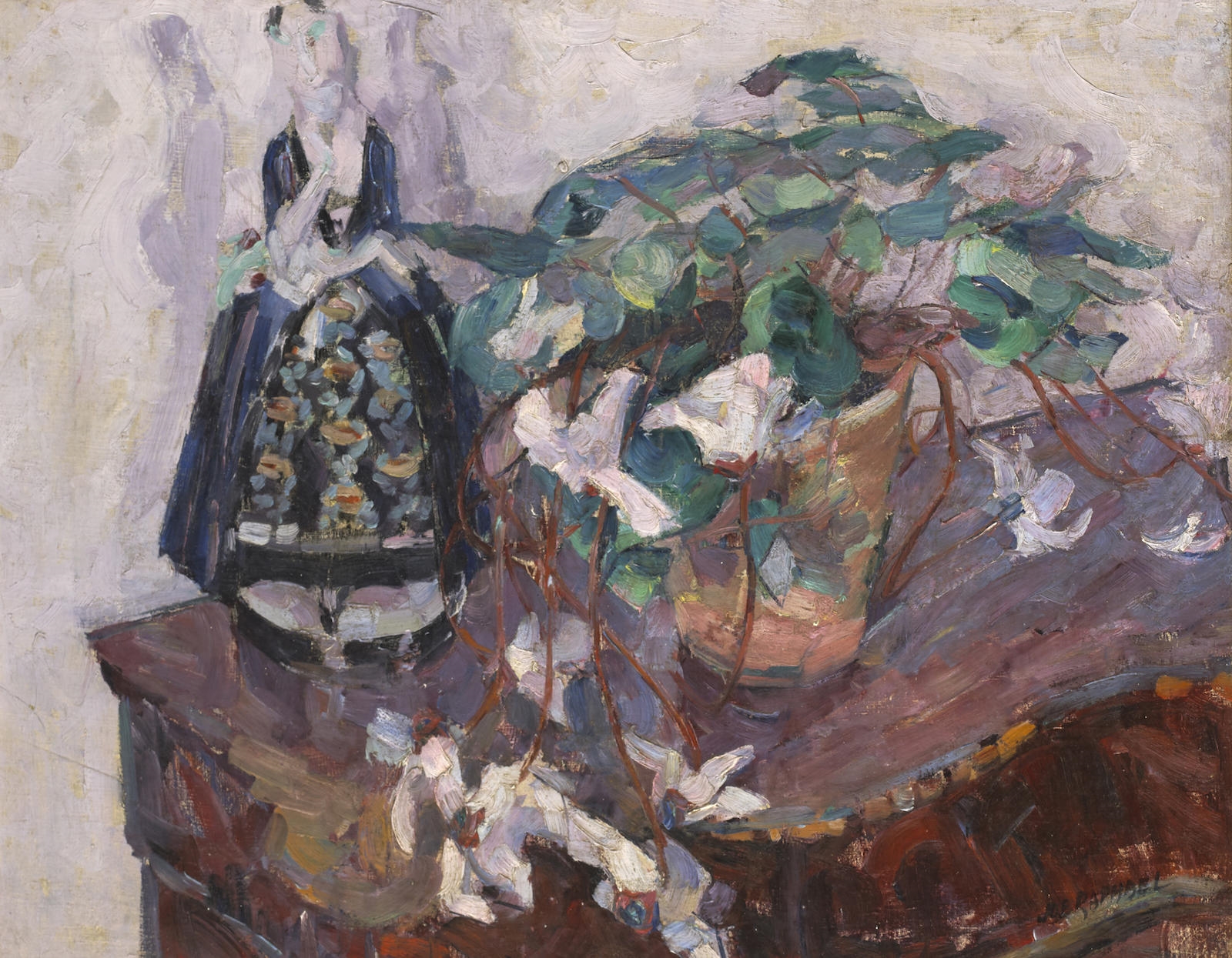 Joseph Morris Raphael | Still life with figurine and flowers | MutualArt