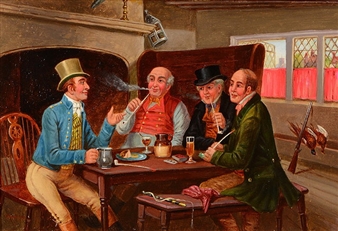 British School, 19th Century | Figures in a cottage interior (1851 ...