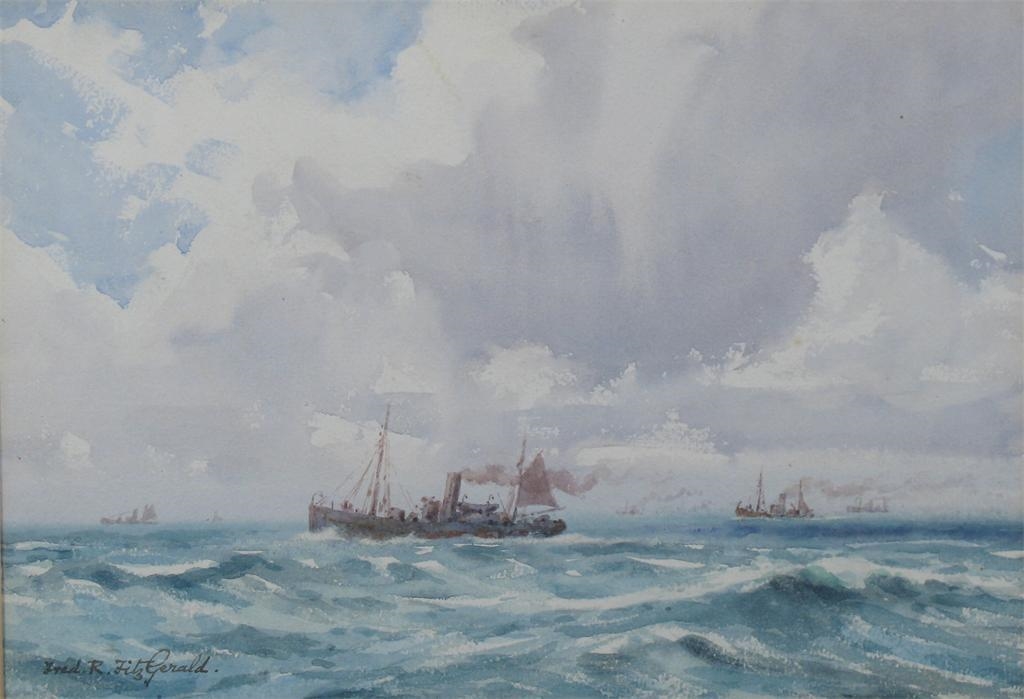 Frederick R. Fitzgerald | Steamships in a choppy sea | MutualArt