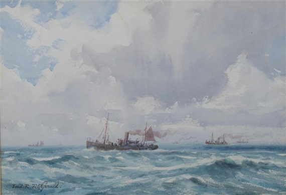 Frederick R. Fitzgerald | Steamships in a choppy sea | MutualArt