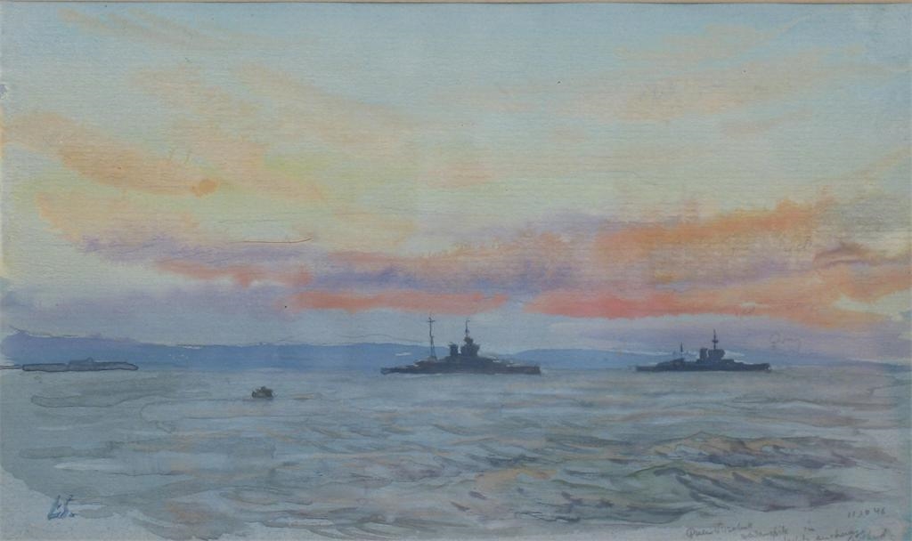 Edward Brian Seago | Queen Elizabeth and Warspite in absolute anchorage ...