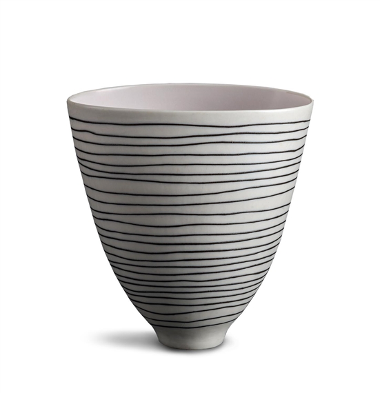 Louise Boscacci | Pink and Black Line Bowl (2004) | MutualArt