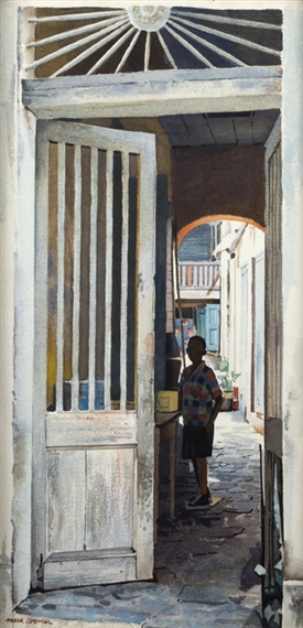 Mark Coomer | Boy standing in an entryway | MutualArt