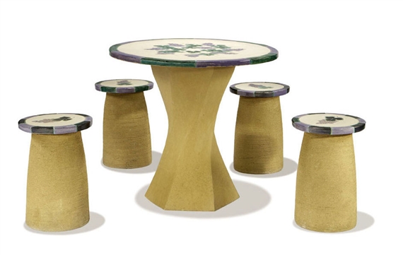 Stan Bitters | Garden table and 4 stools (1960s) | MutualArt