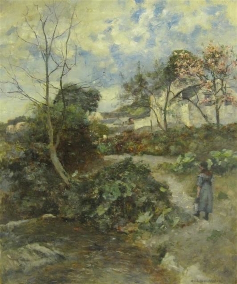 Joshua Anderson Hague | 2 Works: The Footbridge; and On a Path by a ...