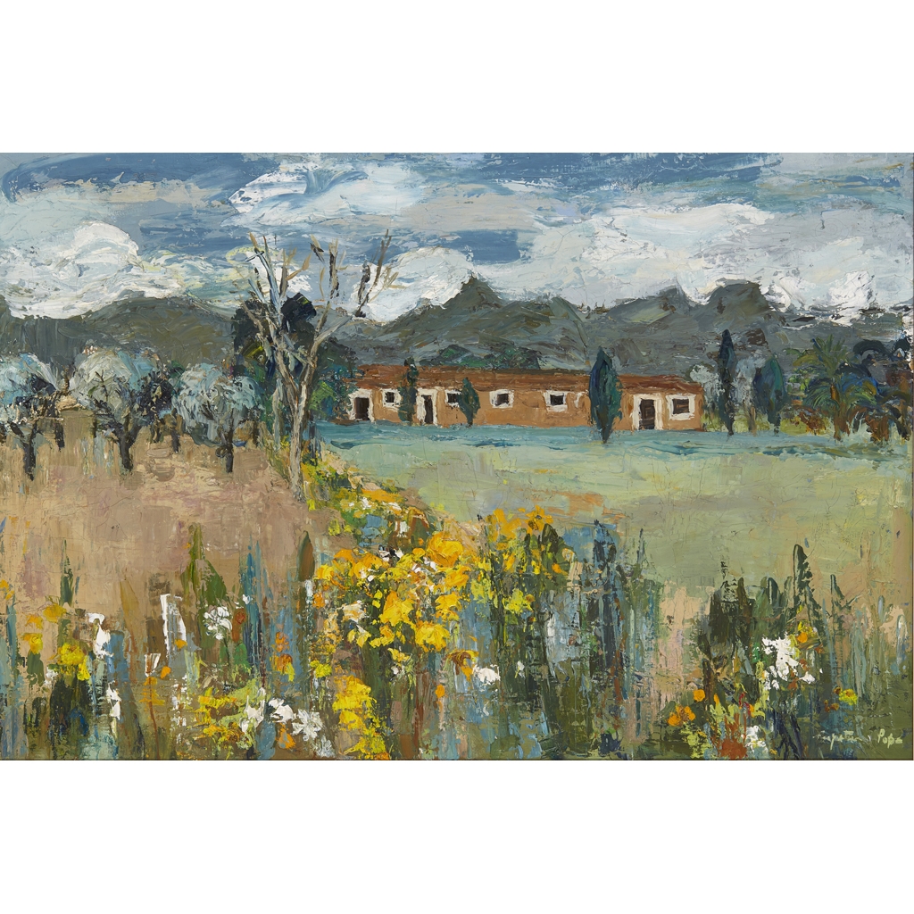 Perpetua Pope | FARM BUILDINGS AND SPRING FLOWERS | MutualArt